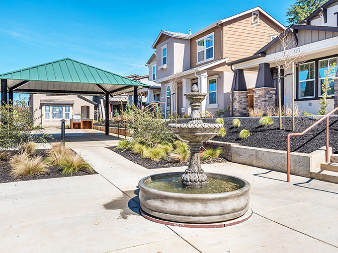 Healdsburg's modern buildings blend seamlessly with historic charm, creating a wine country downtown that's both sophisticated and welcoming.