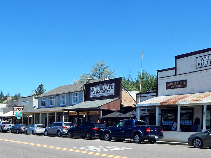 Historic storefronts line Julian's main drag, where the Julian Cafe has been serving pie worth the drive for generations.
