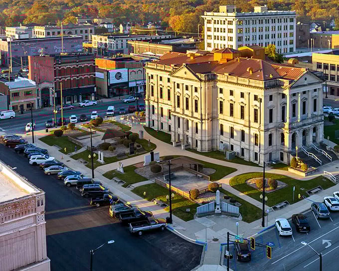 This aerial view reveals a community that values both preservation and progress in equal, admirable measure.