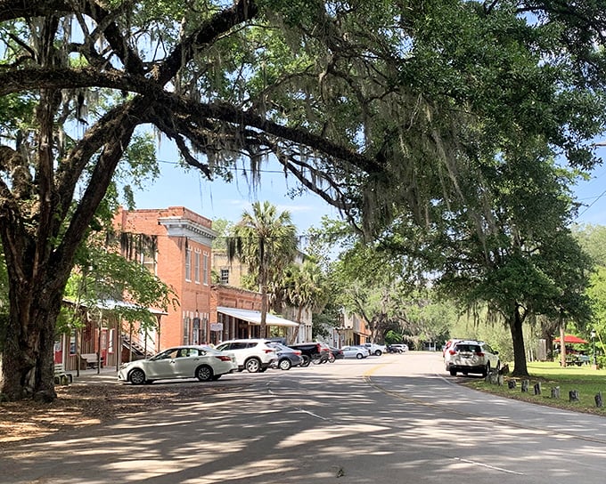 Micanopy's moss-draped oaks create natural archways over streets that haven't changed much in a century.