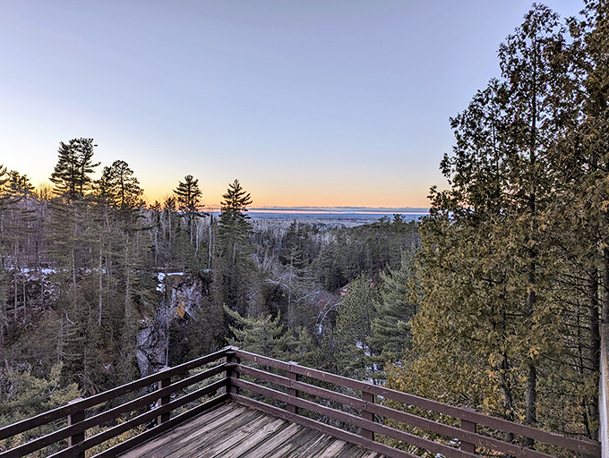 Sunrise magic at Pattison State Park, where the morning light transforms ordinary forest views into extraordinary memories.