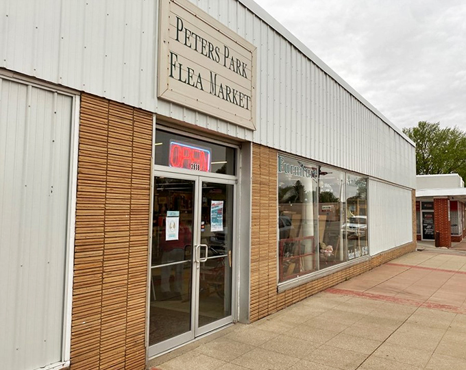 This unassuming storefront houses carefully curated collections where organization meets vintage charm.