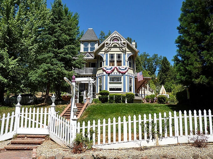 Victorian splendor meets mountain charm in this Placerville home, where white picket fences frame a slice of California's golden past.