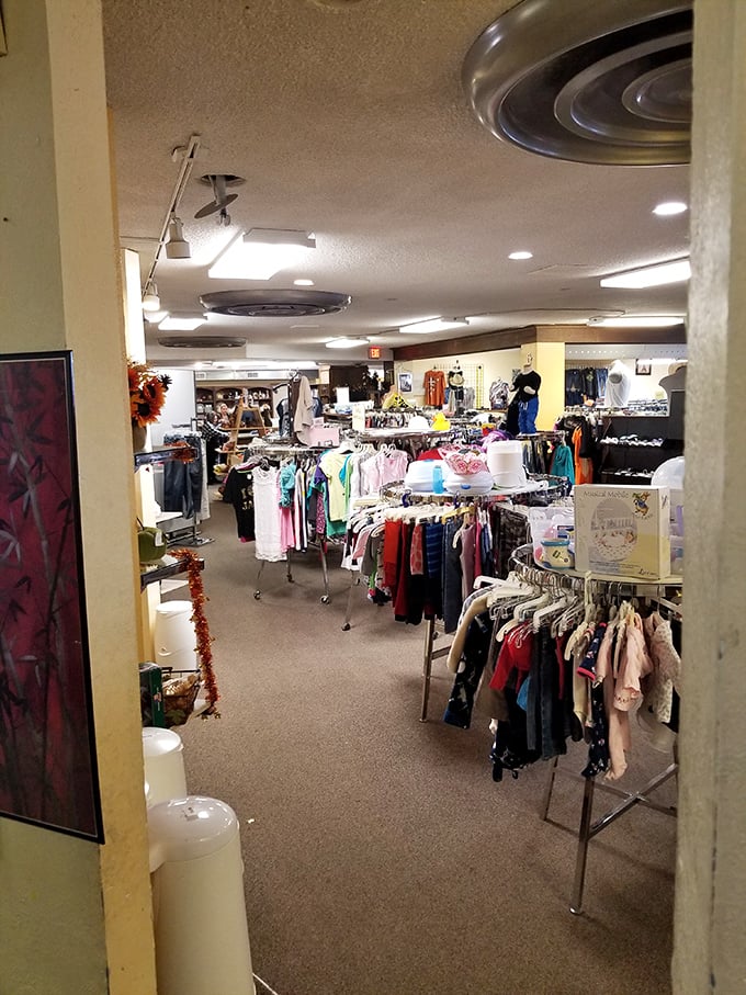 Rows of gently used clothes and hidden gems make this thrift store a treasure hunt waiting to happen.