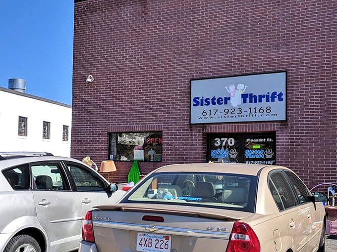 Furniture spills onto the sidewalk like a yard sale that never ends, and the prices match perfectly.