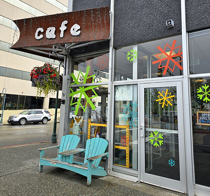 Bright chairs, brighter flavors. When a place has people lining up in Alaska weather, you know it's worth the wait.