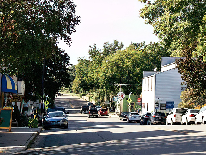 The colorful buildings of tiny Stockholm welcome visitors to this artistic haven perched on the shores of Lake Pepin.