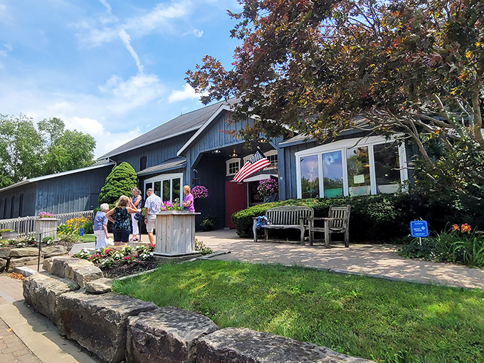 This beautiful building promises the kind of meal that makes you understand why barns are romantic. 