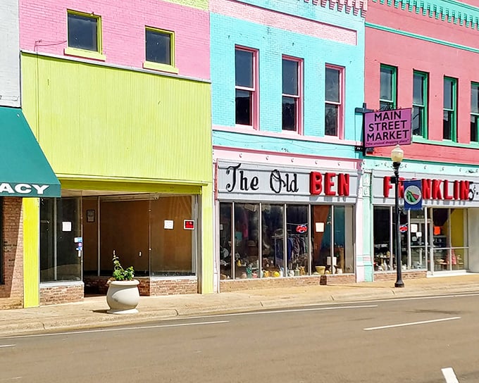 Candy-colored storefronts line Yazoo City's Main Street like a southern rainbow. Who needs big city stress when you've got this?