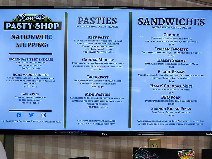 The menu board of dreams. Like reading a love letter to Upper Peninsula cuisine, with each option more tempting than the last.