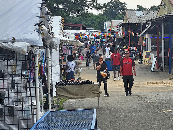 The treasure hunt begins! Under Georgia's brilliant blue skies, vendors display their wares while shoppers embark on their weekend quest for unexpected finds.