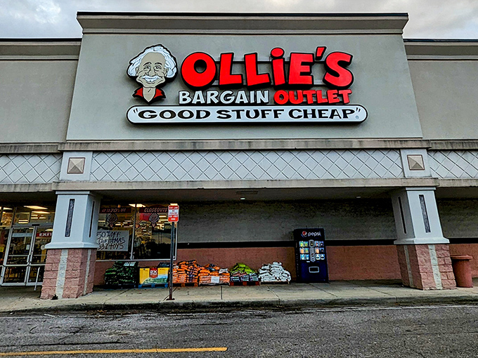 The iconic Ollie's storefront promises "Good Stuff Cheap" &ndash; a slogan that's less marketing hype and more mathematical certainty in this bargain hunter's paradise.
