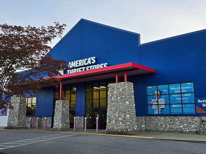 The blue fortress of frugality beckons with its iconic white star, promising treasure hunts where your wallet won't wave the white flag of surrender.