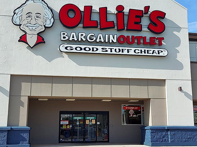 The iconic Ollie's storefront with its cartoon mascot grinning like he knows something you don't&mdash;namely, where all the good deals are hiding.
