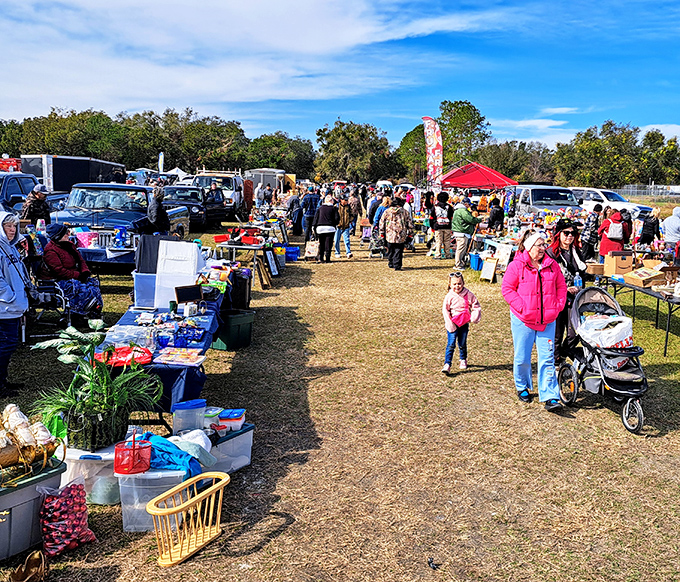 The weekend marketplace comes alive as shoppers weave between stalls, each one a potential goldmine of unexpected finds. It's like an archaeological dig where everyone's invited.