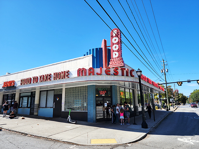 The iconic neon sign beckons hungry travelers like a lighthouse for the breakfast-obsessed. Pure Atlanta diner magic.