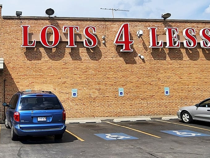 Those bold red letters aren't just signage&mdash;they're a promise that your shopping cart will weigh more than your wallet when you leave.