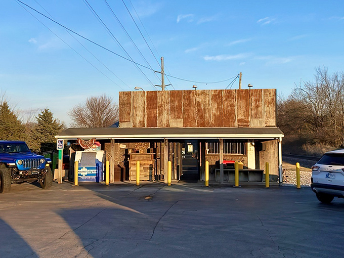 That rusted metal exterior isn't just for show&mdash;it's a promise of authenticity that says "we care more about what's in the smoker than what's on the sign."
