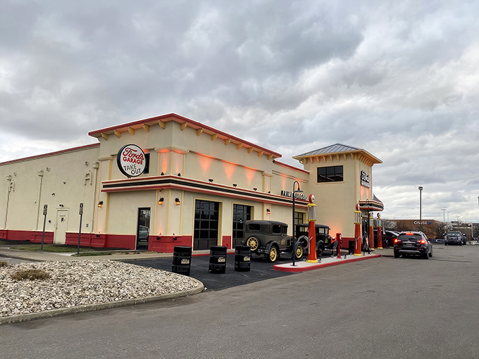 The vintage gas pumps and classic Ford out front aren't just for show &ndash; they're your first clue this isn't your average burger joint.