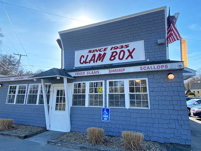 Bathed in New England sunshine, this architectural ode to fried seafood has been stopping traffic on Route 133 since 1935 with its unmistakable silhouette.