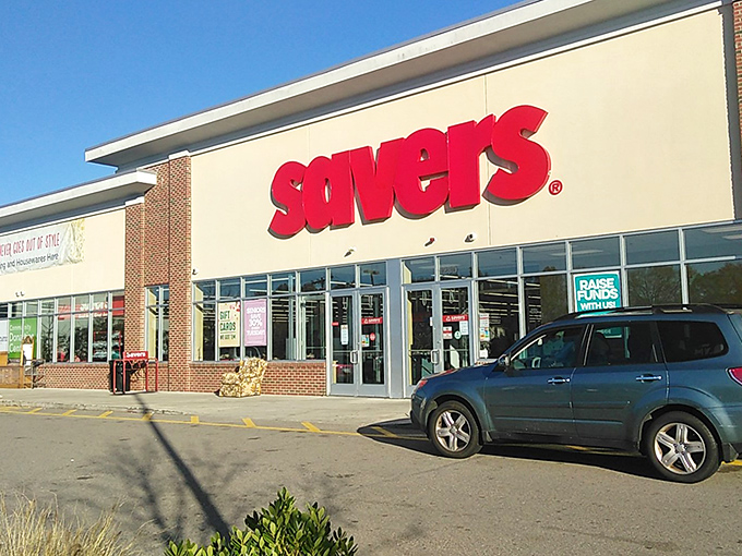 The iconic red Savers sign beckons like a lighthouse to bargain hunters navigating the sea of retail markup. Welcome to thrift paradise!