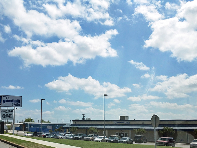 Blue skies and bargain dreams await at the Goodwill Outlet, where Fort Worth's thrift warriors gather for the ultimate treasure hunt.