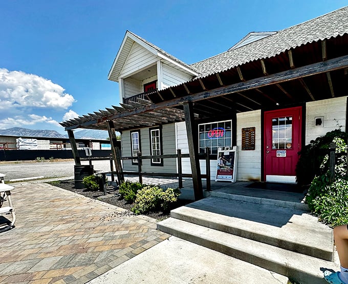 That charming red door isn't just an entrance&mdash;it's a portal to deep-fried funeral potato paradise.