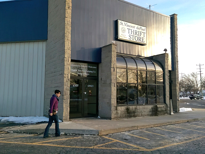 Exit only? More like "enter at your wallet's delight." This unassuming doorway is the portal to Wisconsin's most rewarding shopping marathon.
