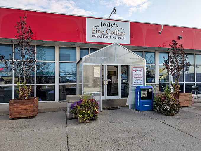 The bright red exterior of Jody's beckons like a beacon of comfort food salvation on the Wyoming horizon.