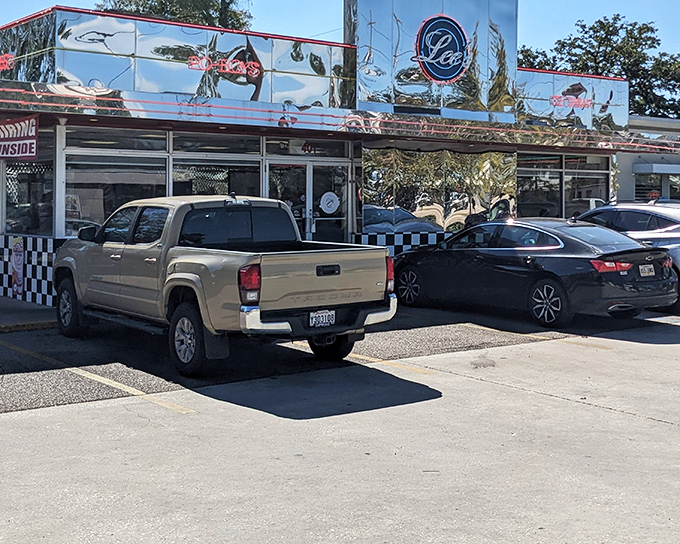 A busy parking lot signals what locals already know—Lee's Diner is worth waiting for, no matter the time of day.
