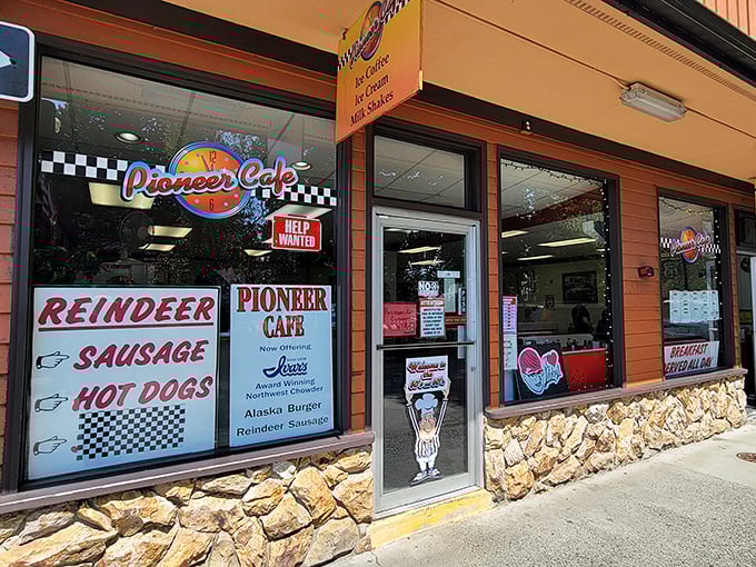 The cheerful facade of Pioneer Caf&eacute; beckons with promises of reindeer sausage and classic diner fare&mdash;Alaska's answer to Route 66 nostalgia.