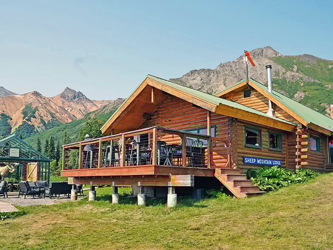 Rustic luxury meets jaw-dropping wilderness at Sheep Mountain Lodge, where that deck practically begs you to sip coffee while mountains perform their morning stretch.