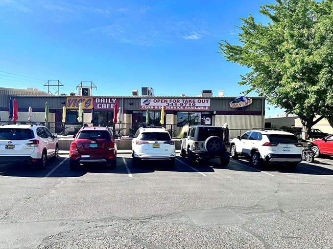 A full parking lot at breakfast time tells you everything you need to know&mdash;locals vote with their vehicles at Vic's Daily Cafe.