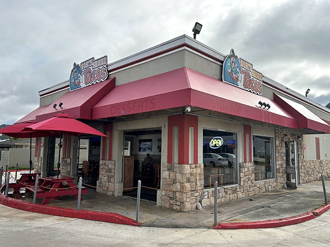 The unassuming exterior of North Shore Tacos proves once again that culinary treasures often hide behind the most modest facades. Paradise in red awaits!