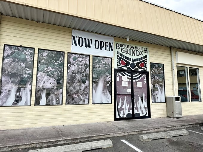 The unassuming exterior hides culinary treasures within, like finding a pearl in an oyster. That mouth logo isn't kidding around!