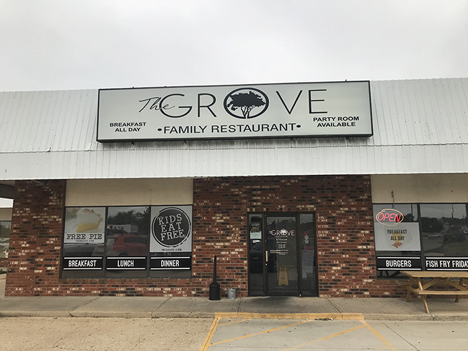 Small-town charm meets big-time flavor at The Grove, where the "BREAKFAST ALL DAY" sign might be the most beautiful poetry in Missouri.