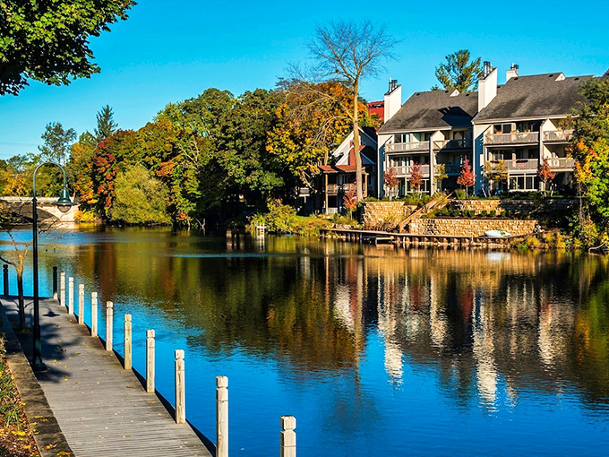 Waterfront living with a view that changes with the seasons. Fall reflections double the autumn splendor.