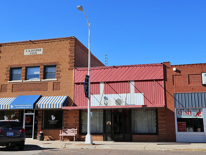 Historic brick buildings line downtown Ulysses, showcasing the well-preserved architecture that gives the town its timeless charm.