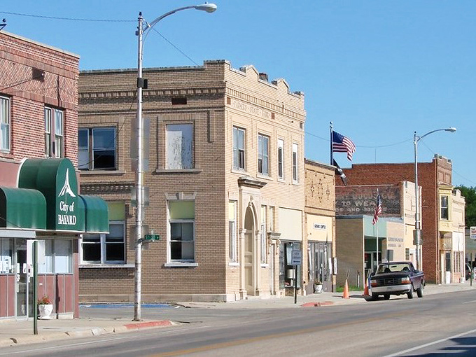 Downtown Bayard's historic brick buildings stand like sentinels of small-town America, where time moves at its own delightful pace.