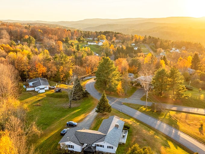 Autumn paints Barre with a golden brush, transforming this affordable Vermont haven into a sunset-drenched masterpiece.