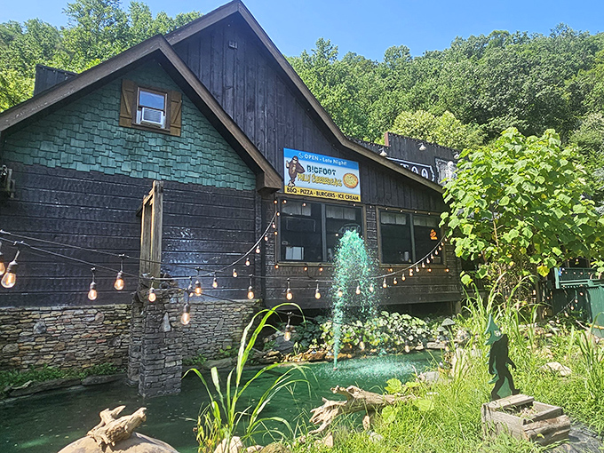 Mother Nature meets comfort food at this rustic retreat. The wooden cabin nestled among lush greenery offers a serene setting for your cheesesteak adventure.