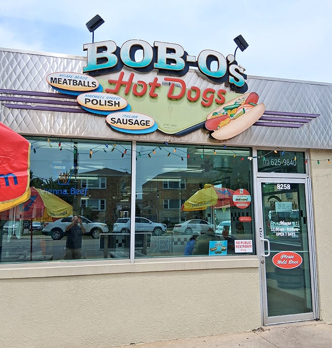 The classic storefront speaks volumes: “Meatballs,” “Polish,” and “Sausage” aren’t just words—they’re a Chicago love language everyone understands.