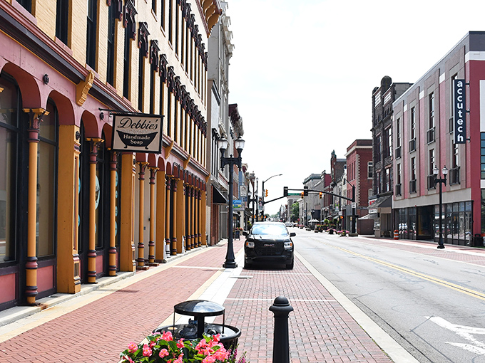 Downtown Muncie's historic architecture tells a story of Midwestern resilience, where vibrant facades house affordable treasures waiting to be discovered.