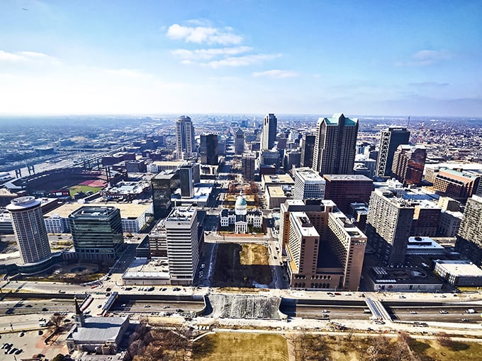 St. Louis skyline stretches to the horizon, a Midwest metropolis where affordability meets big-city amenities. The Gateway to the West without the gateway-sized mortgage.