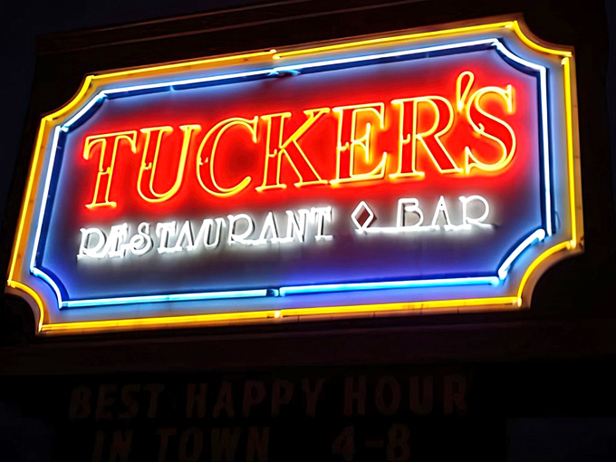 The iconic red awning and illuminated sign of Tucker's stands as a beacon for hungry travelers on Clemson Boulevard. Simple, unpretentious, and promising delicious things inside.