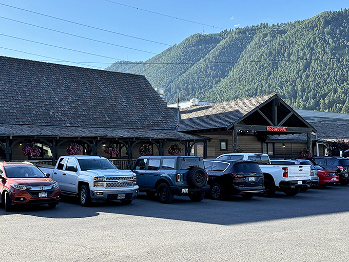 Nestled against Wyoming's majestic mountains, The Virginian's rustic exterior promises comfort food that matches the grandeur of its backdrop.