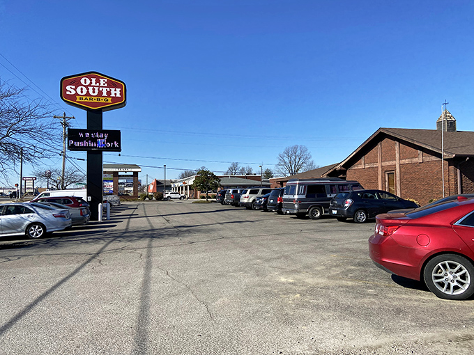The unassuming exterior of Ole South Barbeque belies the smoky magic happening inside this Owensboro barbecue temple.