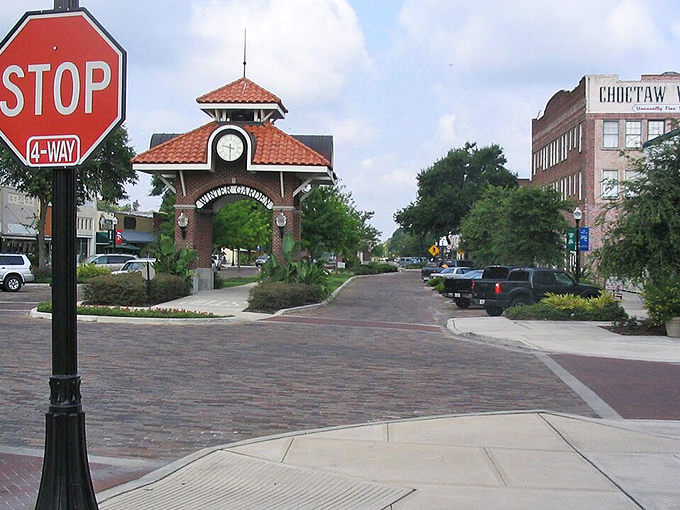 The iconic clock tower welcomes visitors to downtown Winter Garden, where brick streets and historic charm create an instant time-travel experience.out of gilmore girls