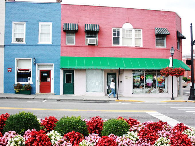 Flower power meets small-town charm along Washington Street, where even the begonias seem to whisper, "Slow down, what's your hurry? The early bird special isn't going anywhere."