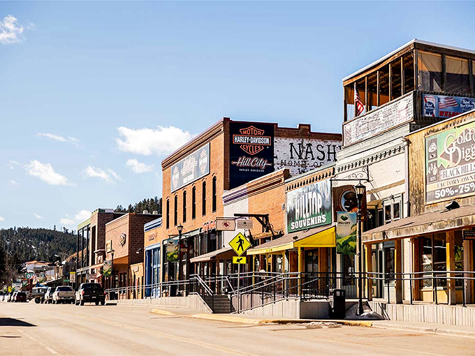 Where the Wild West meets modern charm. Hill City's brick buildings and Harley-Davidson presence create that perfect blend of frontier spirit and contemporary cool.